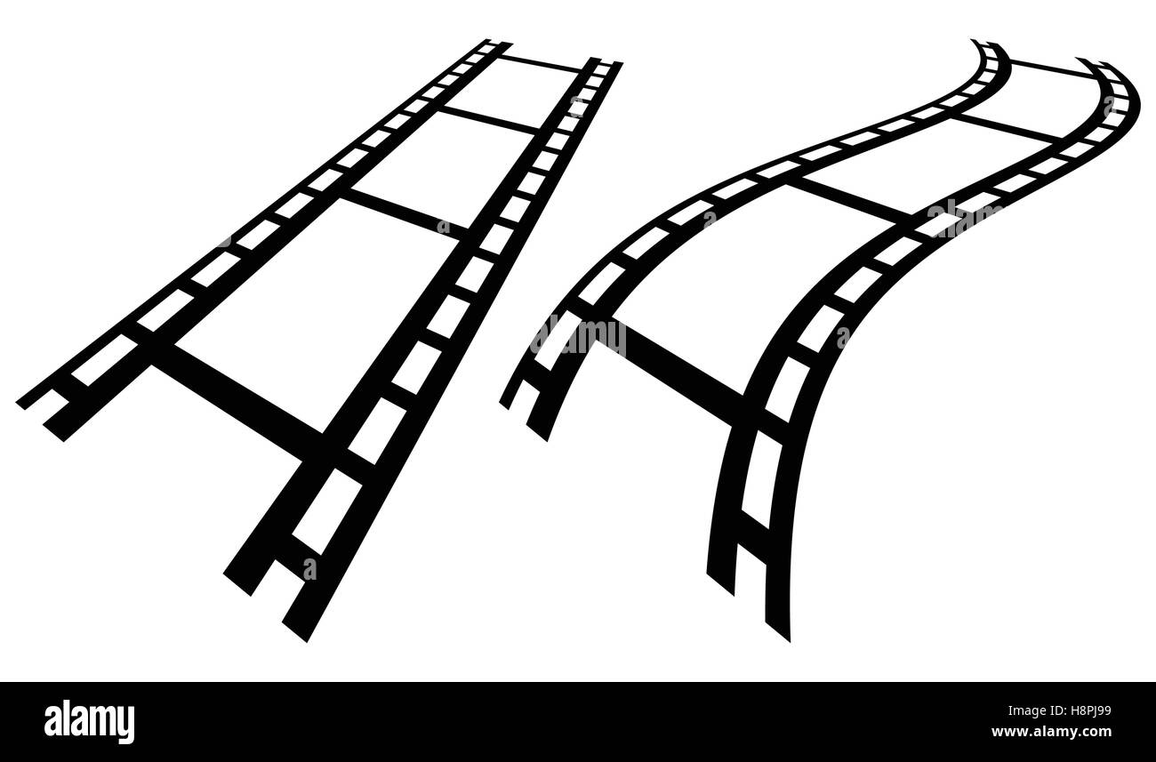 Film strips in perspective. Straight and distorted filmstrip Stock ...