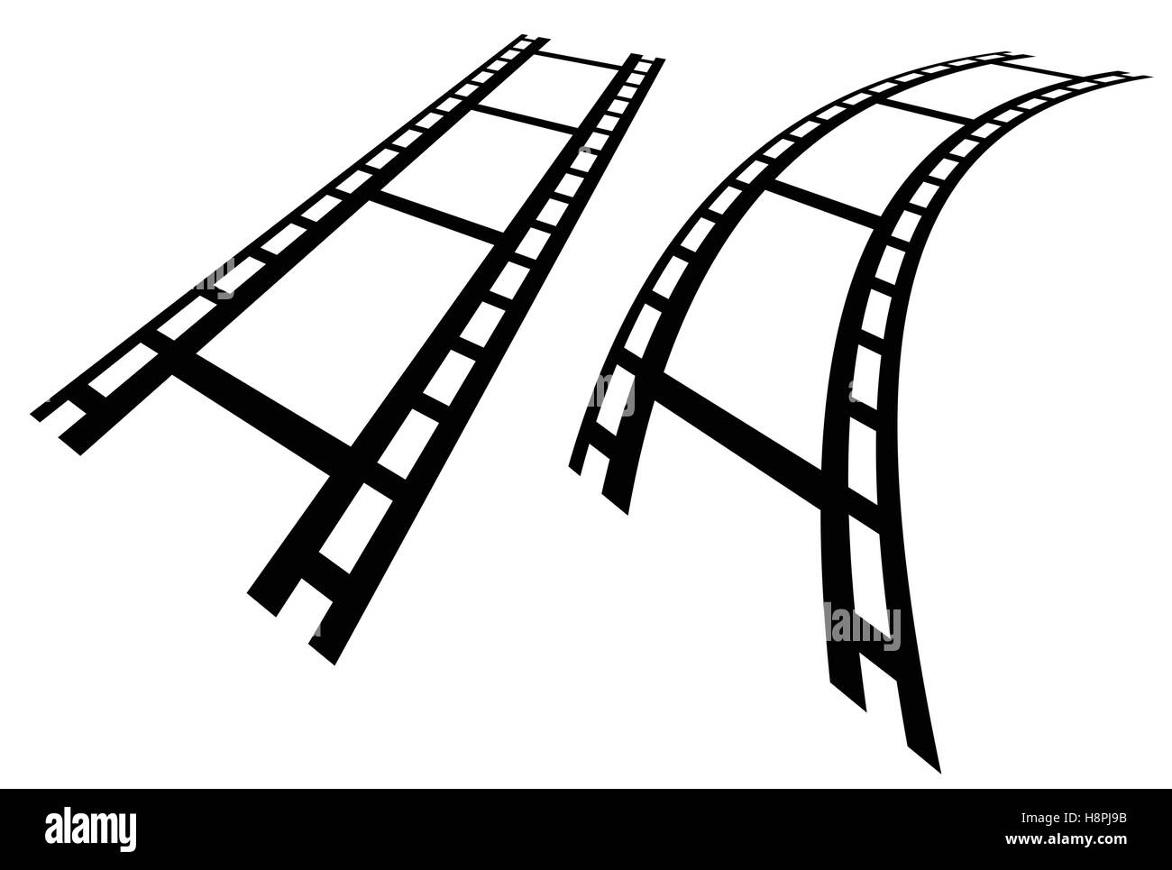 Film strips in perspective. Straight and distorted filmstrip Stock ...