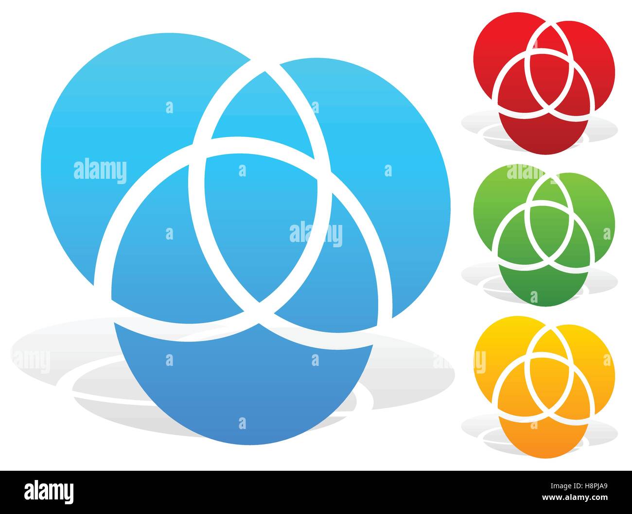 Overlapping circles icon - Contour of 3 overlapping, intersecting ...