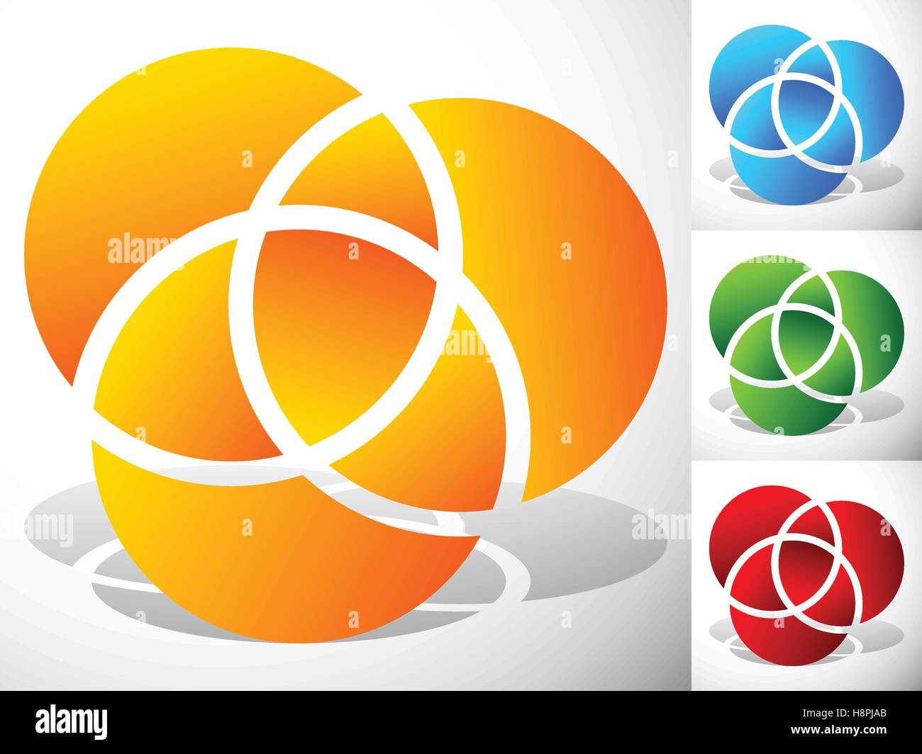 Overlapping circles icon - Contour of 3 overlapping, intersecting ...