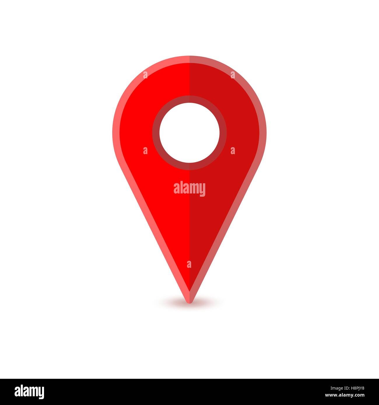 Glossy red flat map pin with shadow isolated on white Stock Vector ...