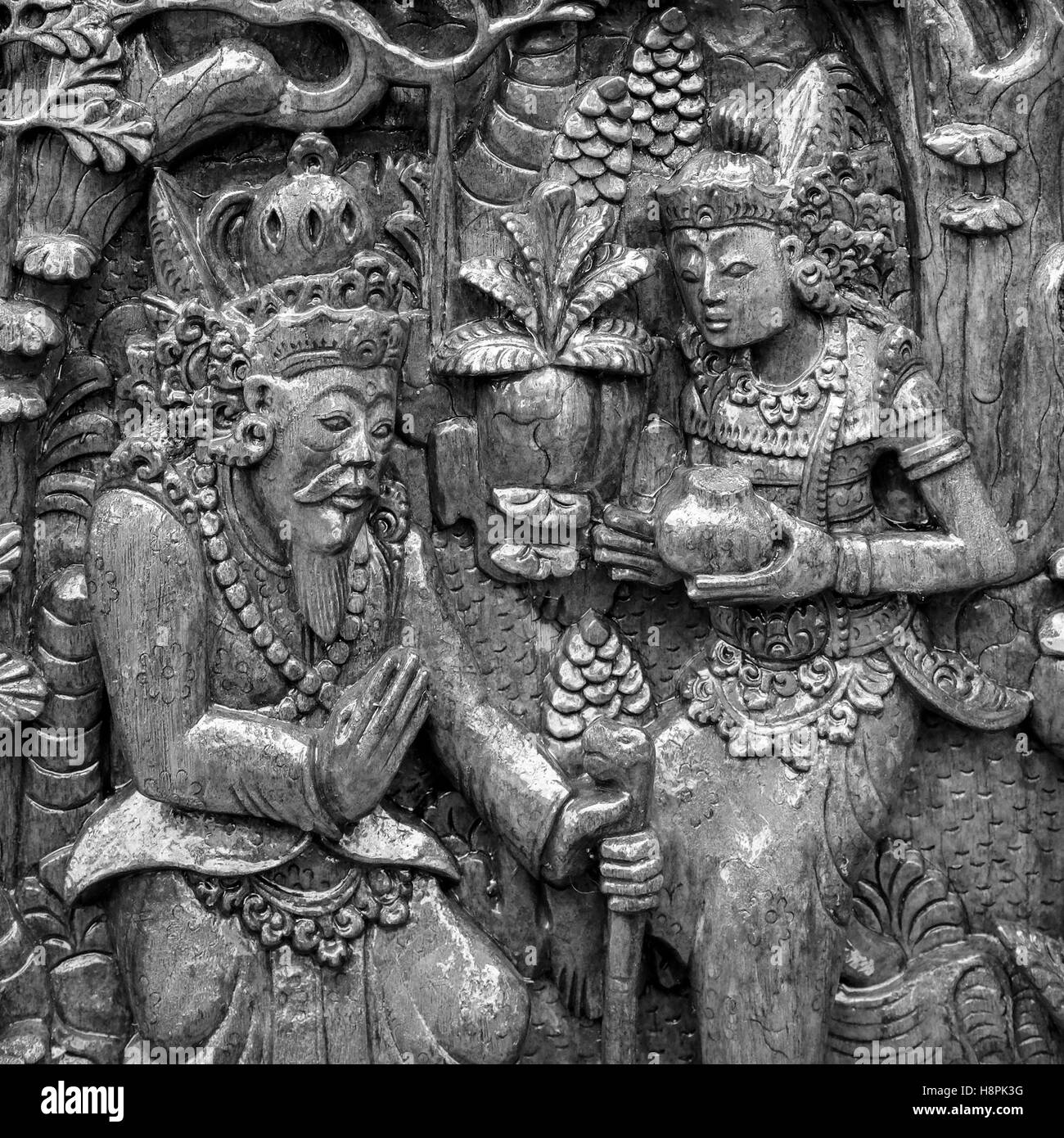 Sculpture of traditional India art in black and white Stock Photo - Alamy