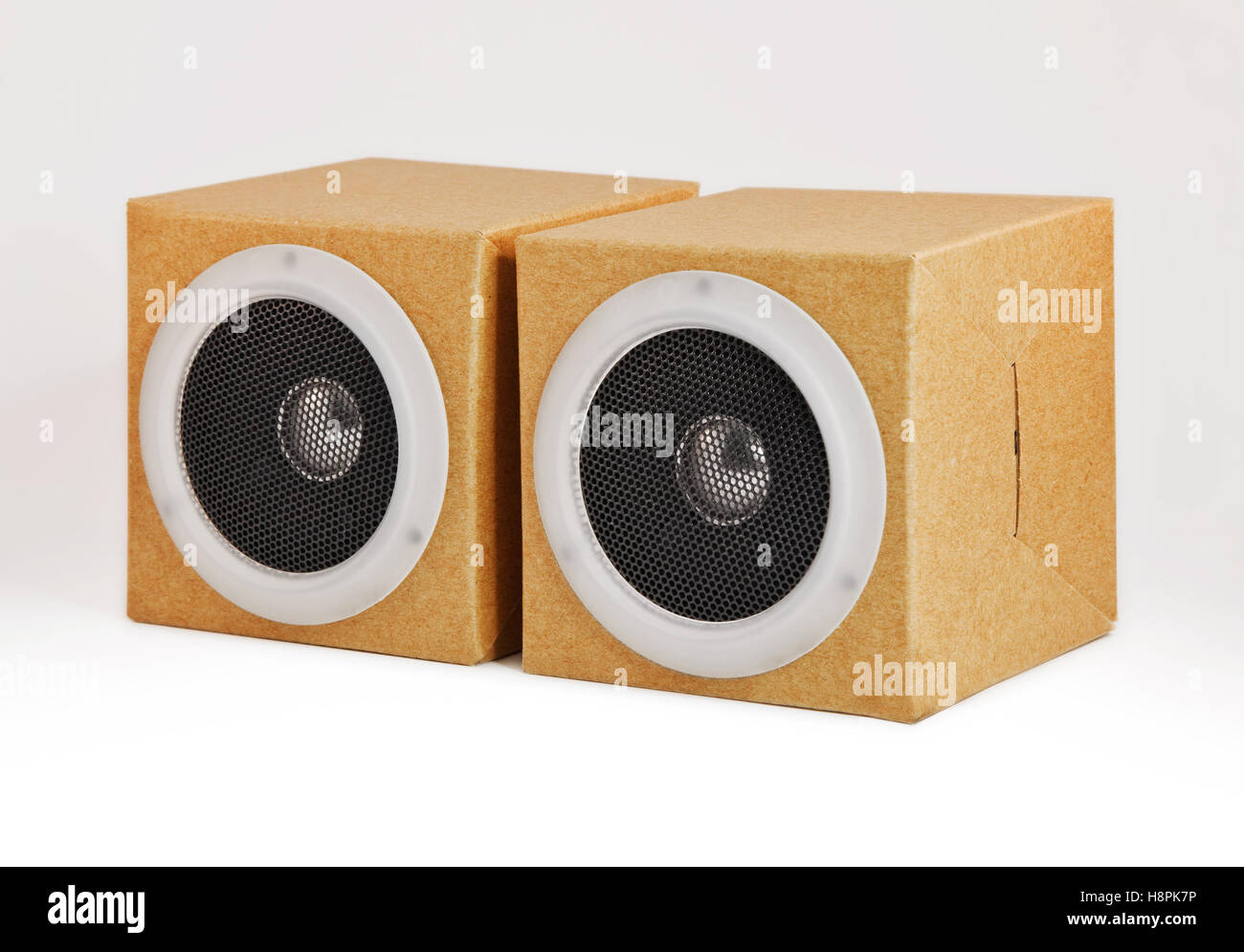 A pair of paper spearker, made by recycle paper Stock Photo - Alamy