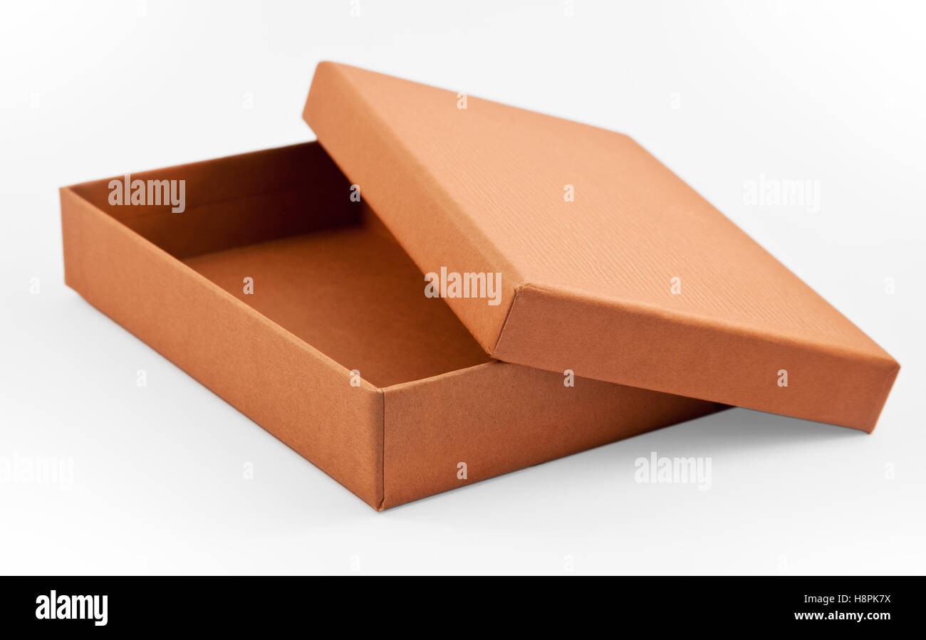A half open paper box in brown color, isolated Stock Photo - Alamy