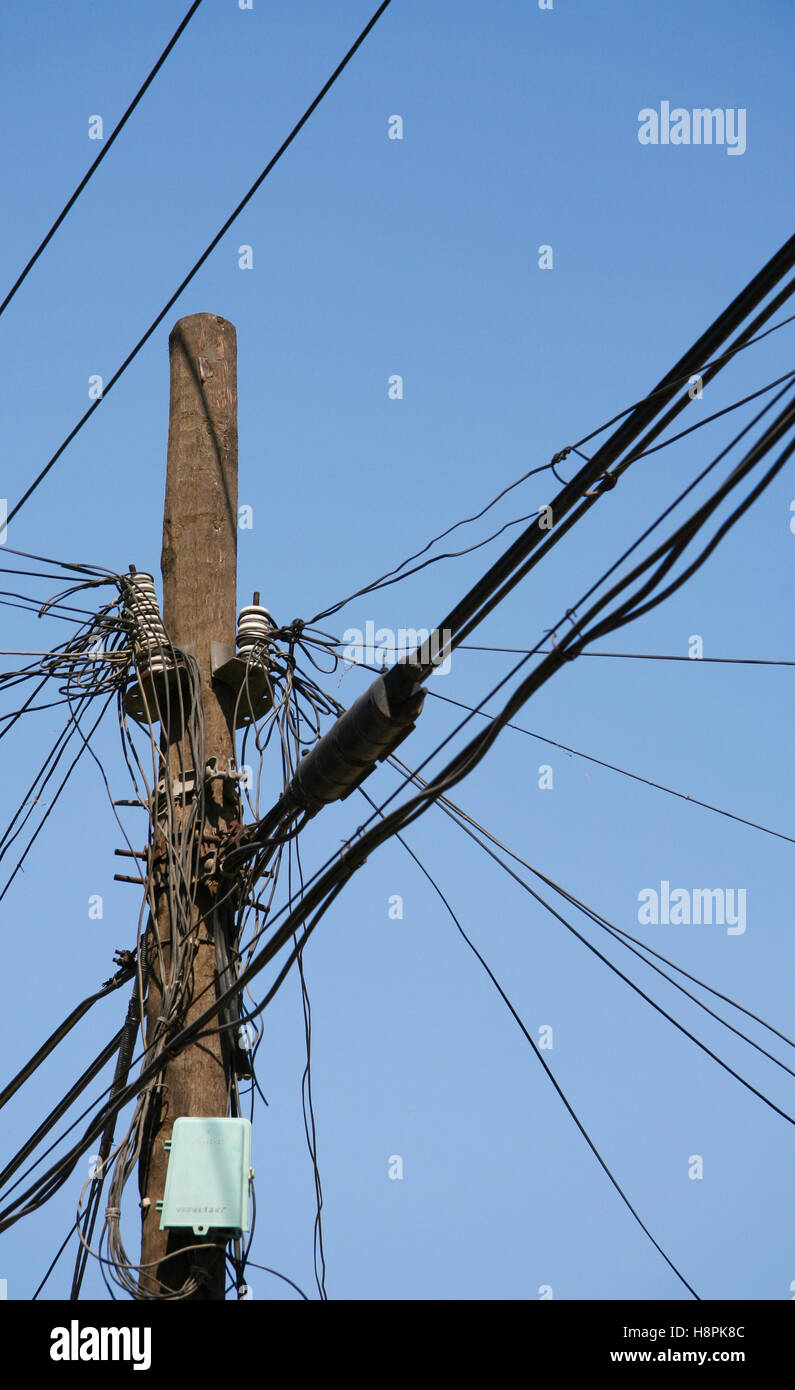 Electricity distribution wire equipment, Japan Stock Photo - Alamy
