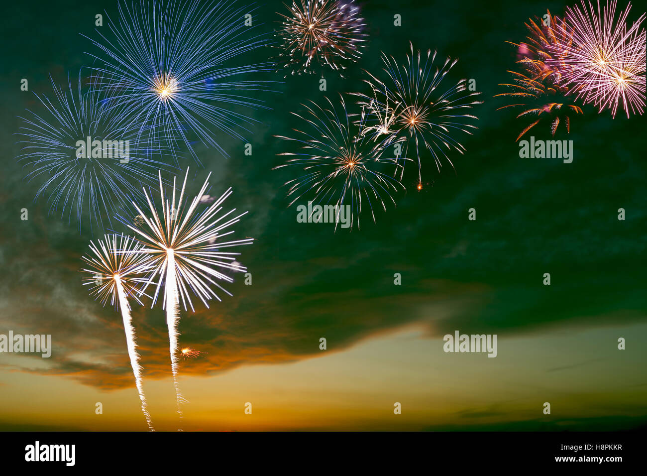 Beautiful holiday fireworks Stock Photo - Alamy
