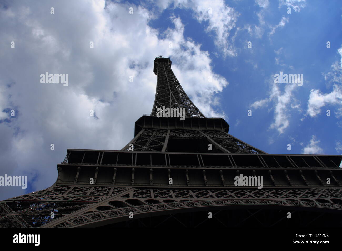 Eiffel Tower in Paris France viewed from a low angle image with copy ...