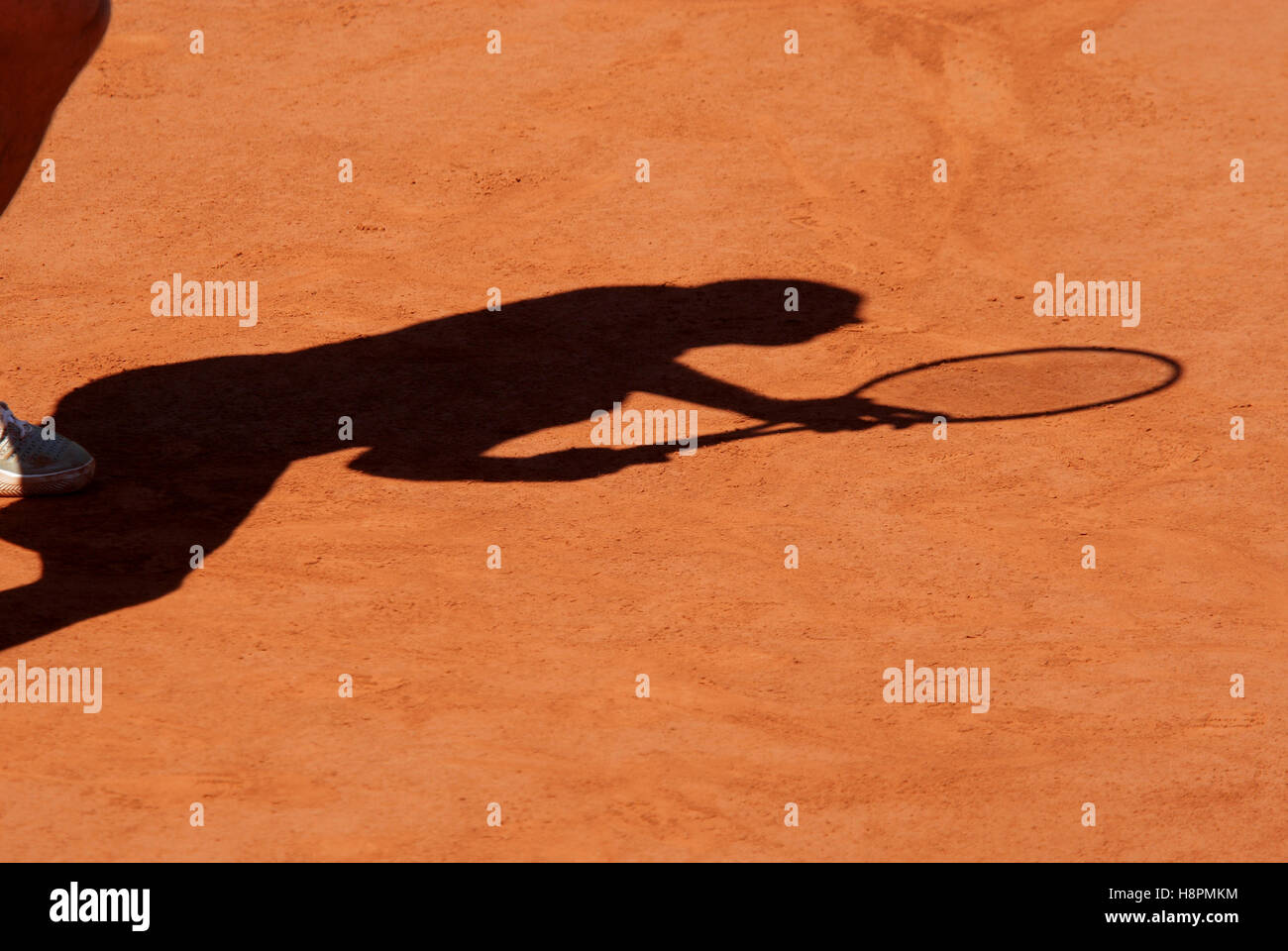Shadow of Tommy Haas, Germany, on red clay court, tennis, the ITF Grand ...
