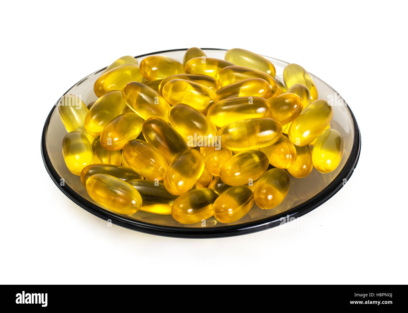 Omega3 Extra capsules from Fish Oil on white background Stock Photo - Alamy