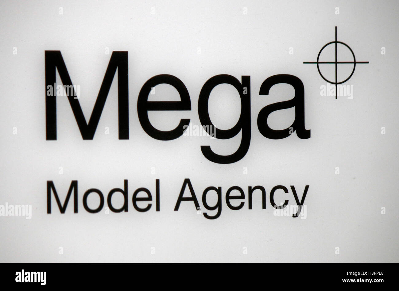 das Logo der Marke "Mega Model Agency", Berlin Stock Photo - Alamy