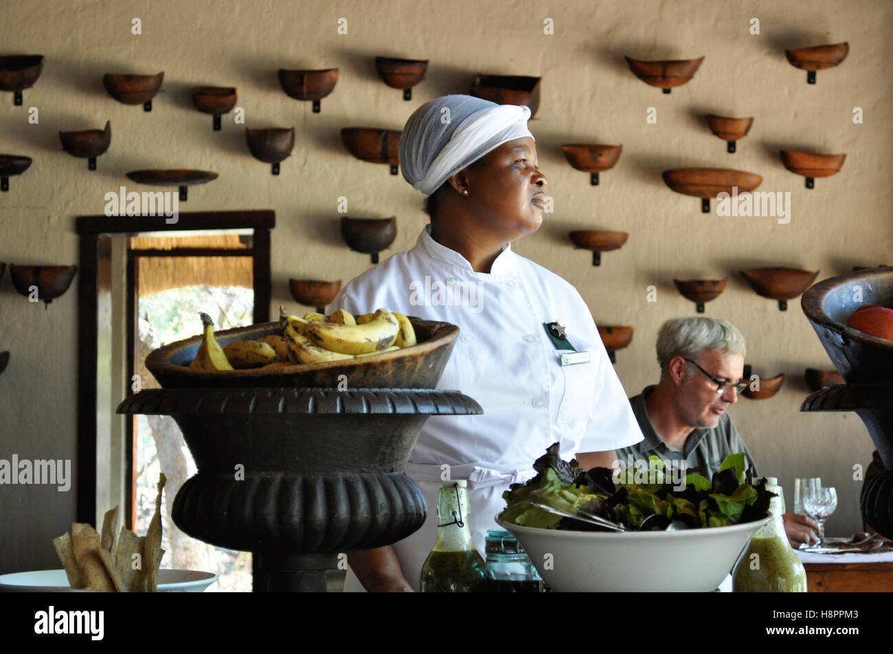 Safari, South Africa: the head waiter in the breakfast room at Ngala ...