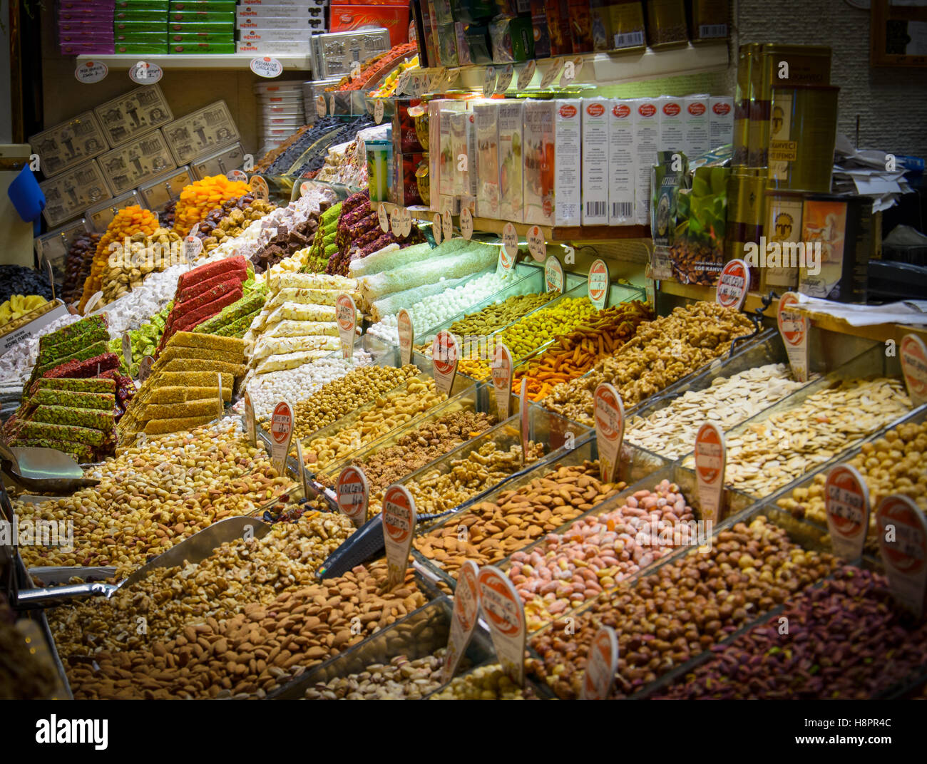 Great assortment of Turkish candies, Lokum and sweets in an Istanbul ...