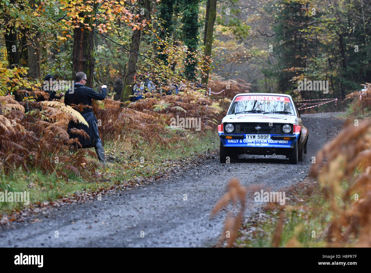 A rally car on the Crabtree stage of the 2016 Wyedean Rally in the ...