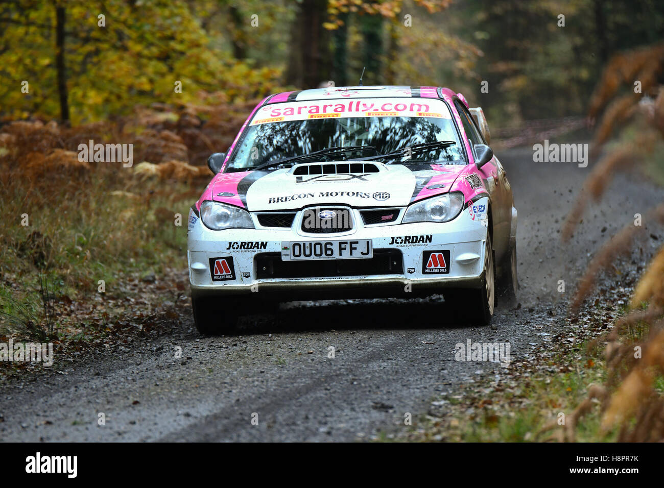 A rally car on the Crabtree stage of the 2016 Wyedean Rally in the ...