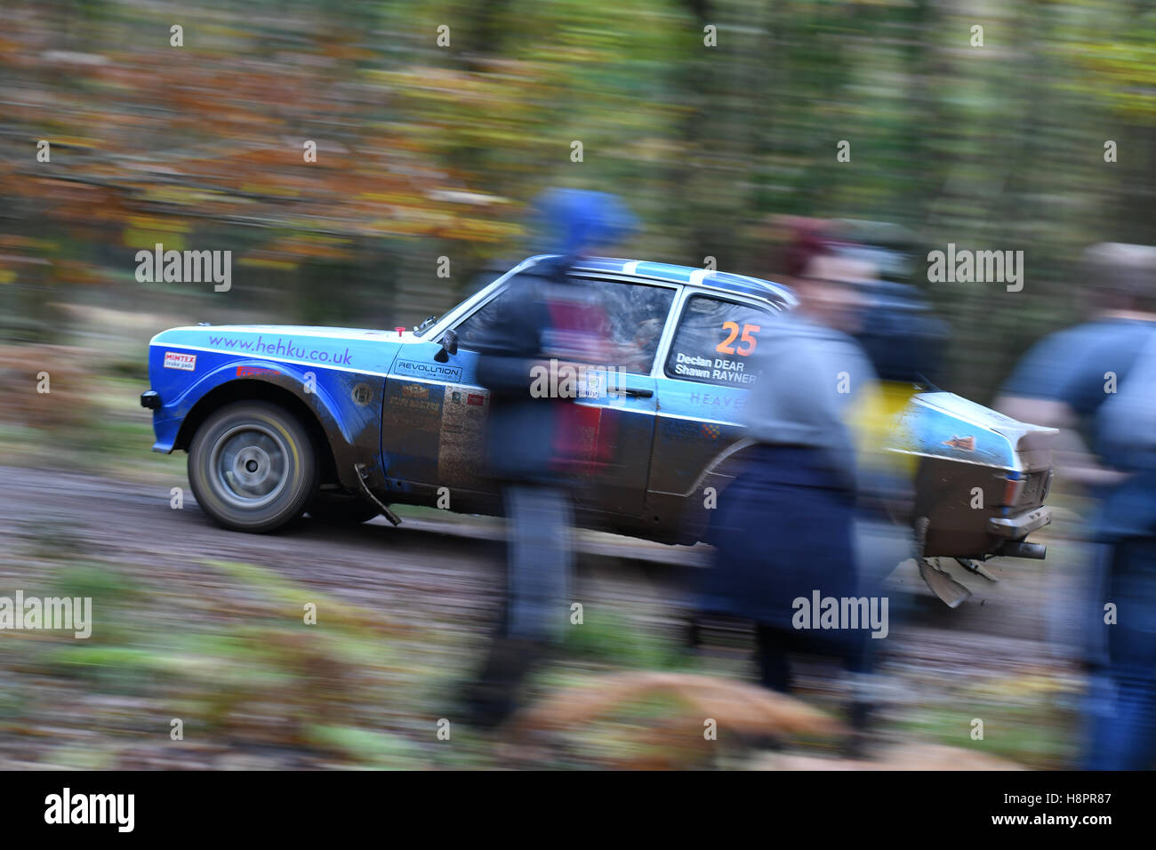 A rally car on the Crabtree stage of the 2016 Wyedean Rally in the ...