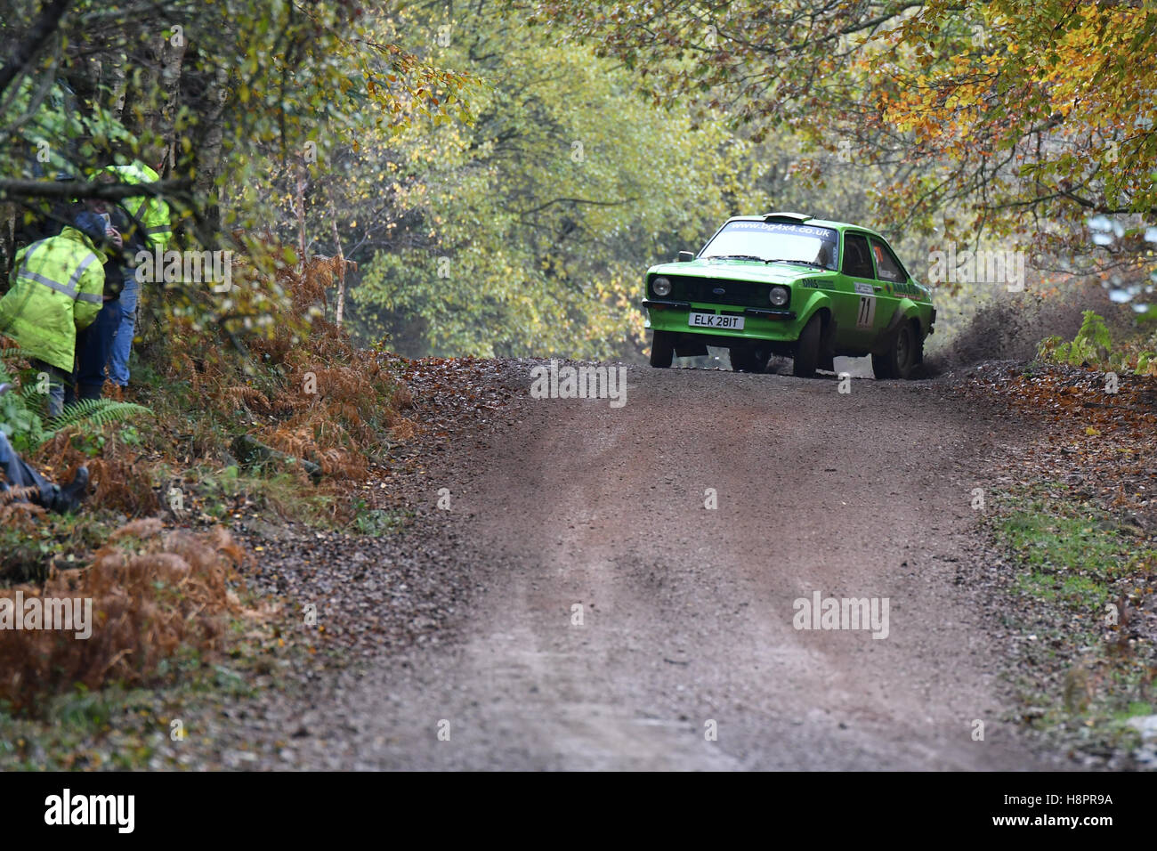 A rally car on the Crabtree stage of the 2016 Wyedean Rally in the ...