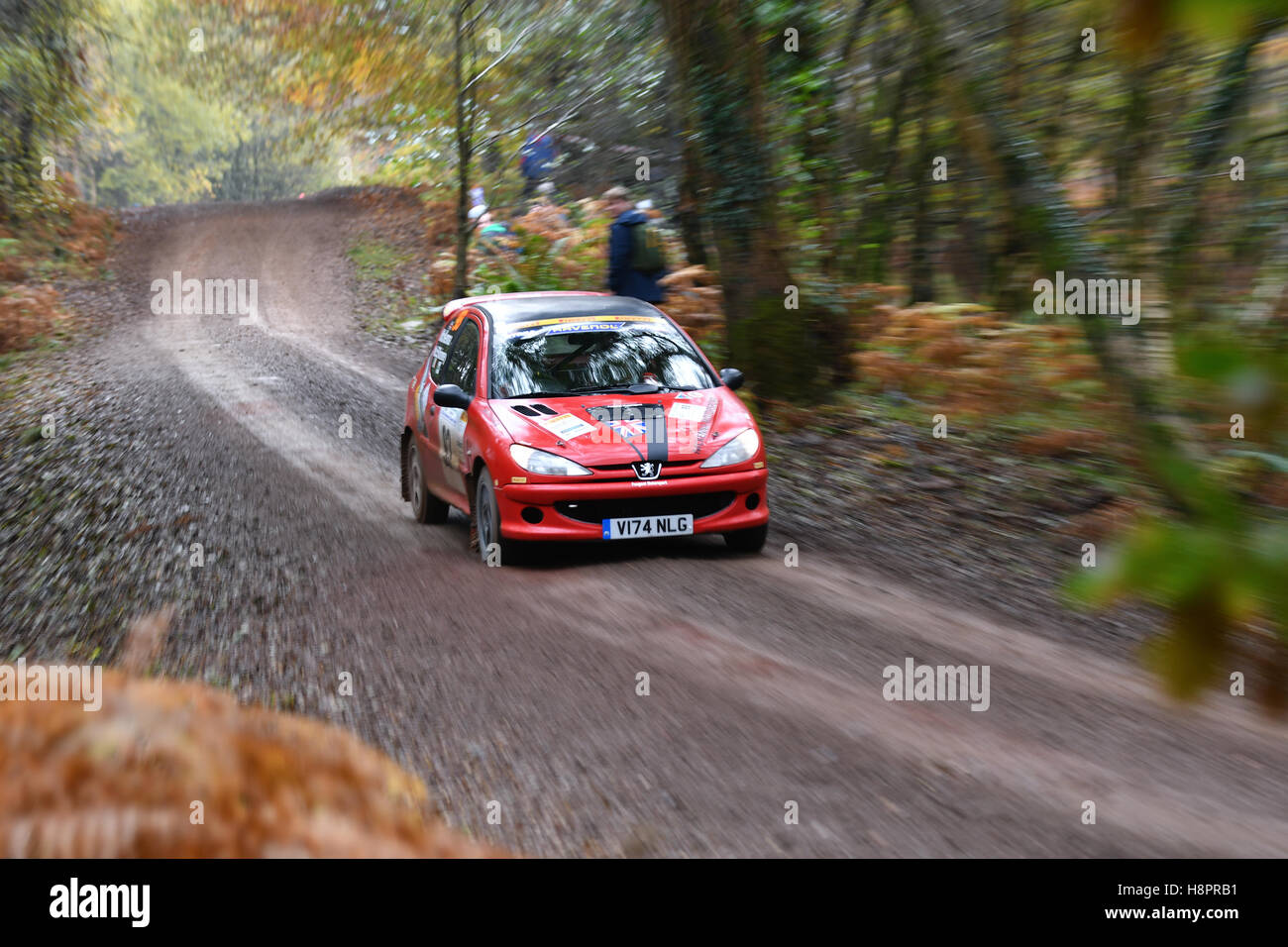 A rally car on the Crabtree stage of the 2016 Wyedean Rally in the ...