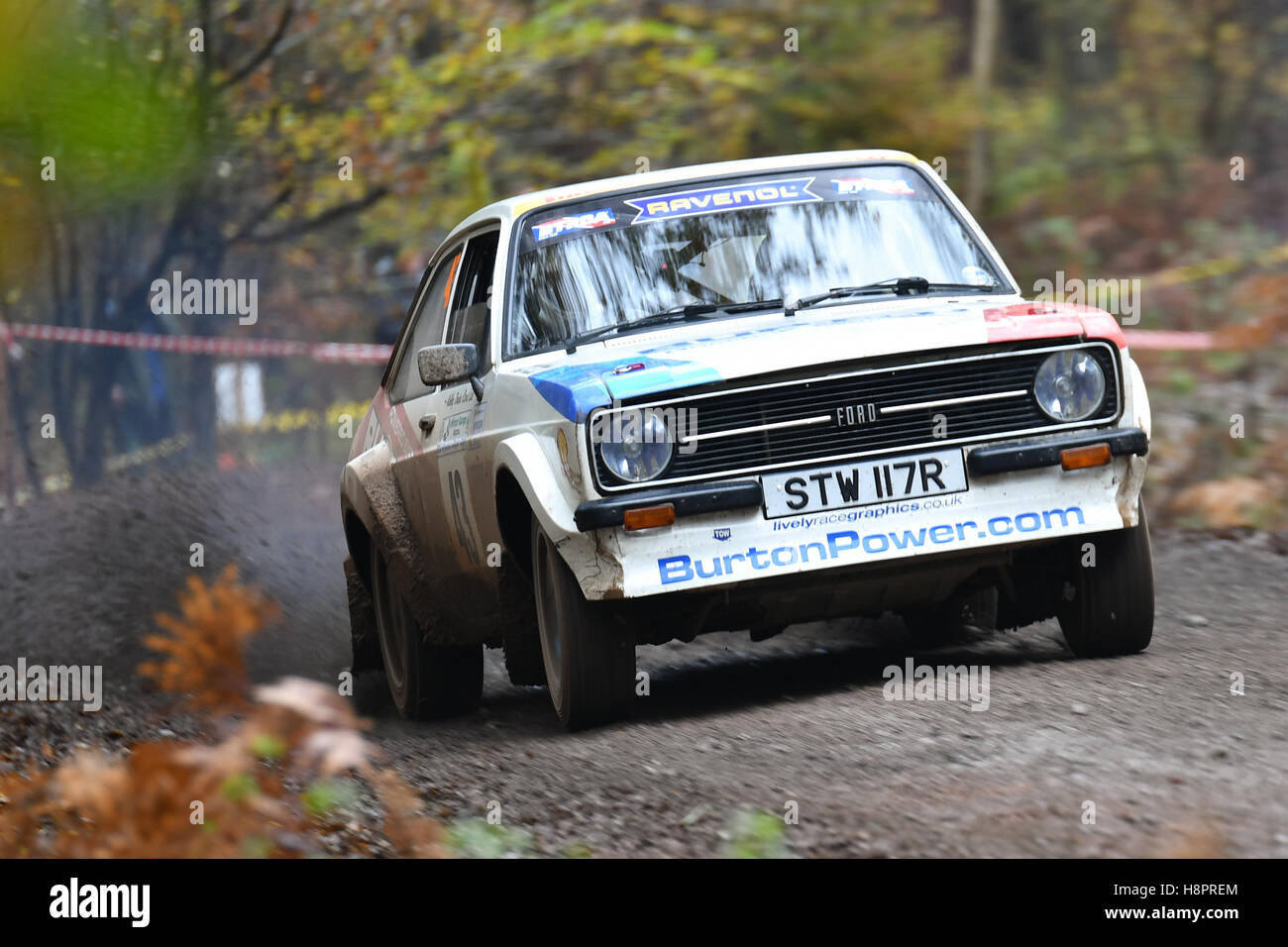 A rally car on the Crabtree stage of the 2016 Wyedean Rally in the ...