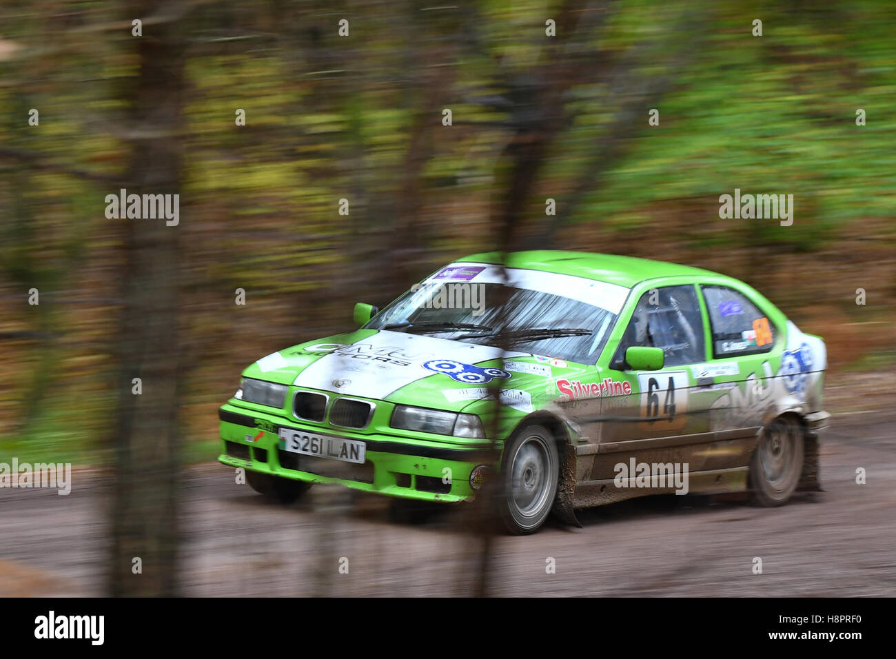 A rally car on the Crabtree stage of the 2016 Wyedean Rally in the ...