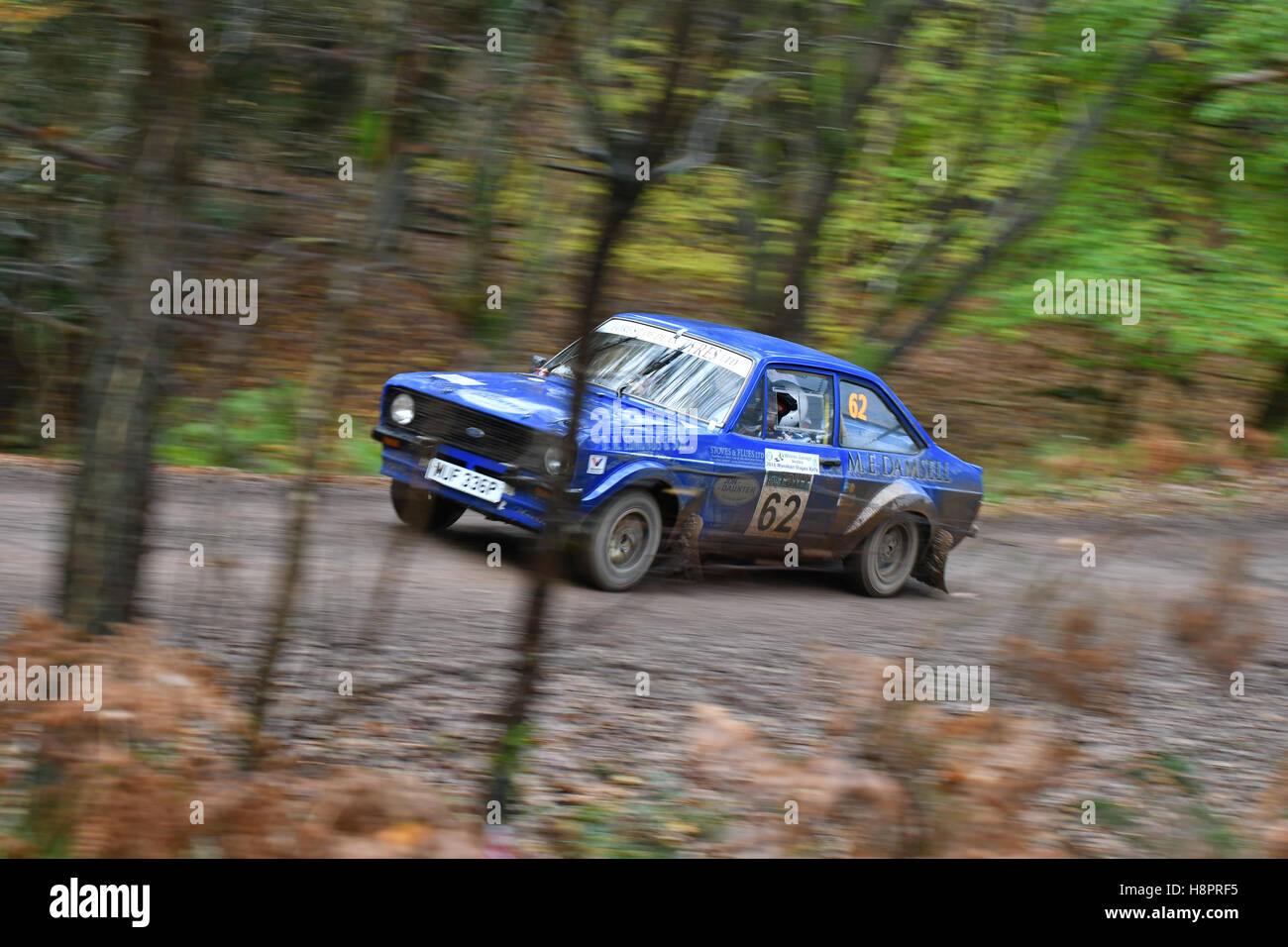 A rally car on the Crabtree stage of the 2016 Wyedean Rally in the ...
