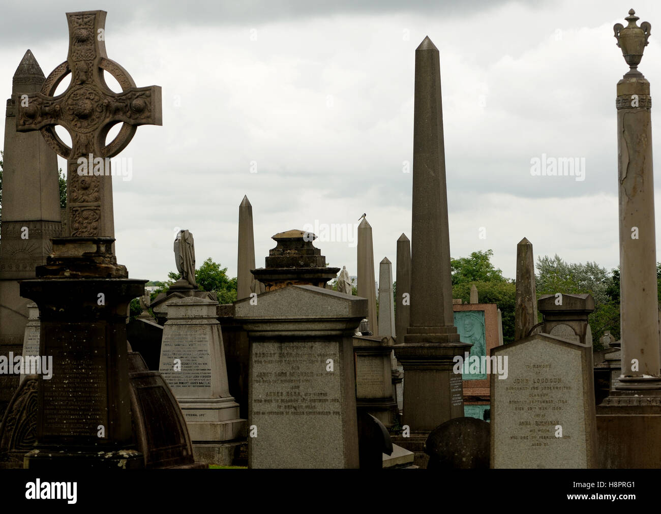 Monuments in the Glasgow Necropolis. The Necropolis is a Victorian ...
