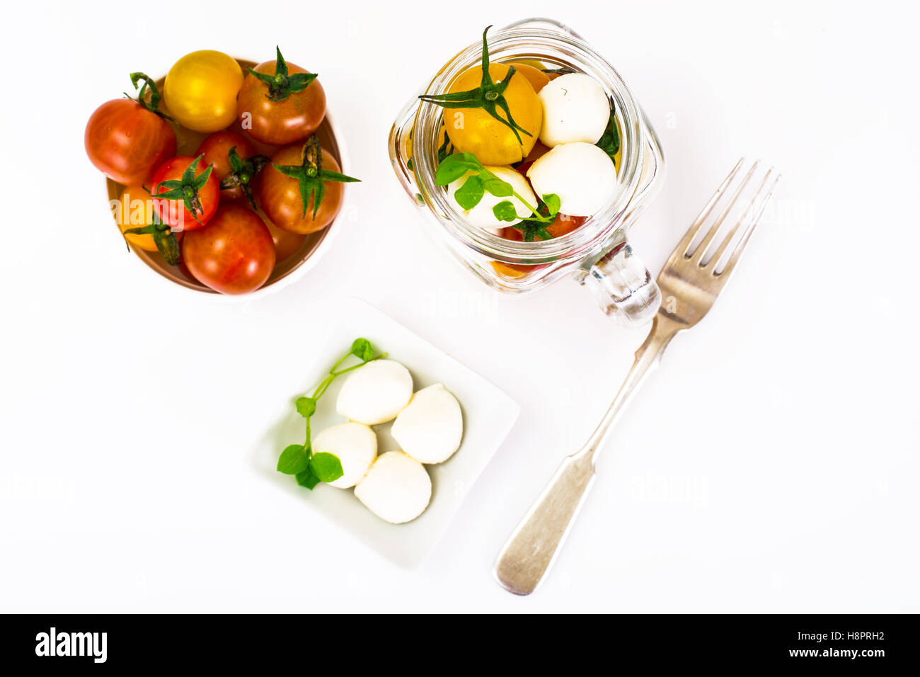 Caprese Salad in Glass Jar Stock Photo - Alamy