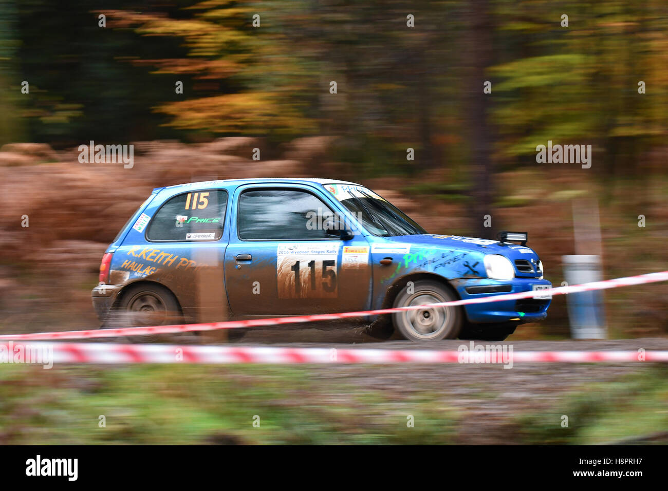 A rally car on the Crabtree stage of the 2016 Wyedean Rally in the ...