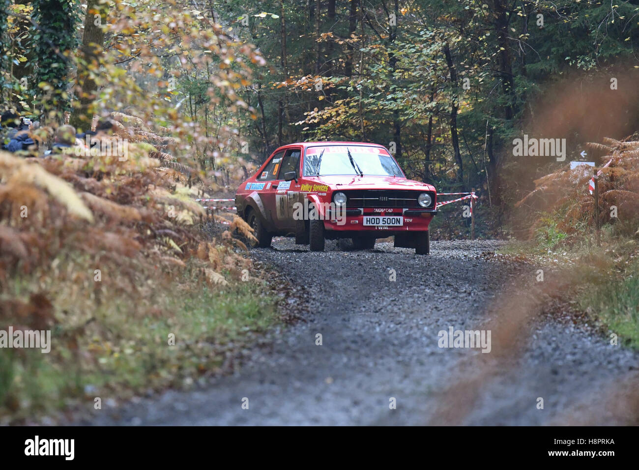 A rally car on the Crabtree stage of the 2016 Wyedean Rally in the ...