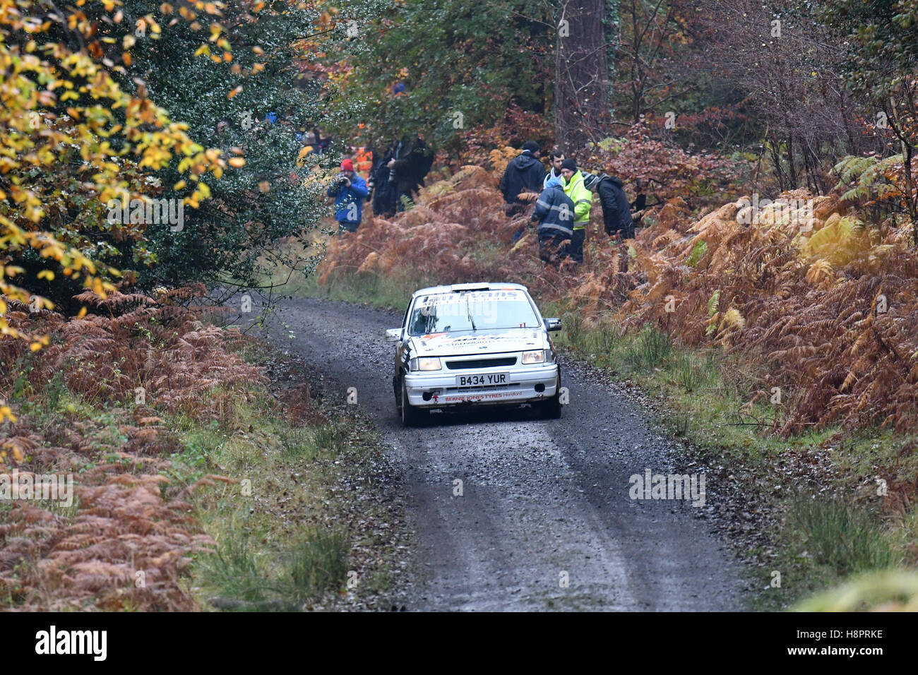 A rally car on the Crabtree stage of the 2016 Wyedean Rally in the ...