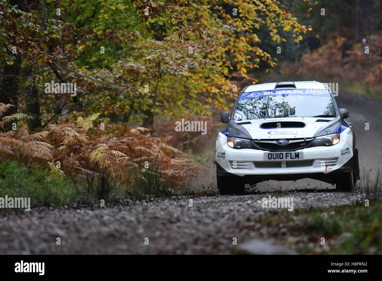 A rally car on the Crabtree stage of the 2016 Wyedean Rally in the ...