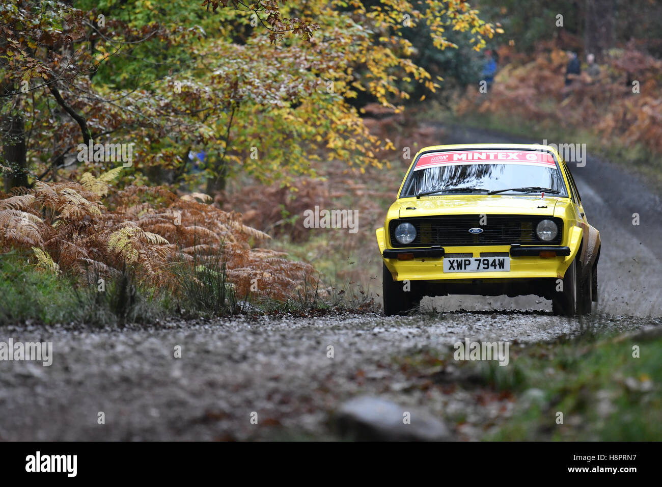 A rally car on the Crabtree stage of the 2016 Wyedean Rally in the ...