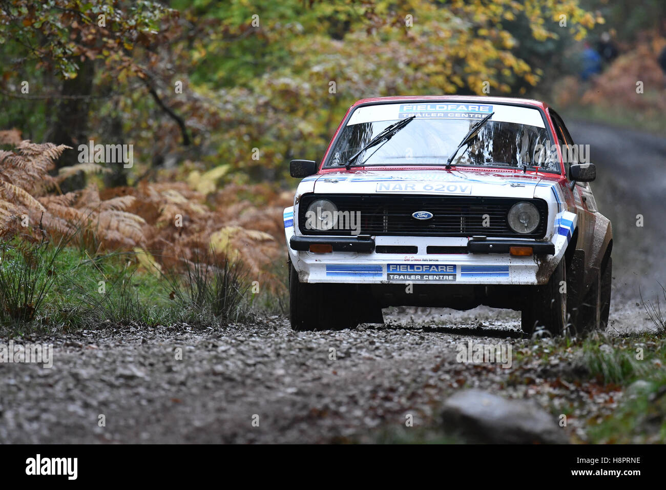 A rally car on the Crabtree stage of the 2016 Wyedean Rally in the ...