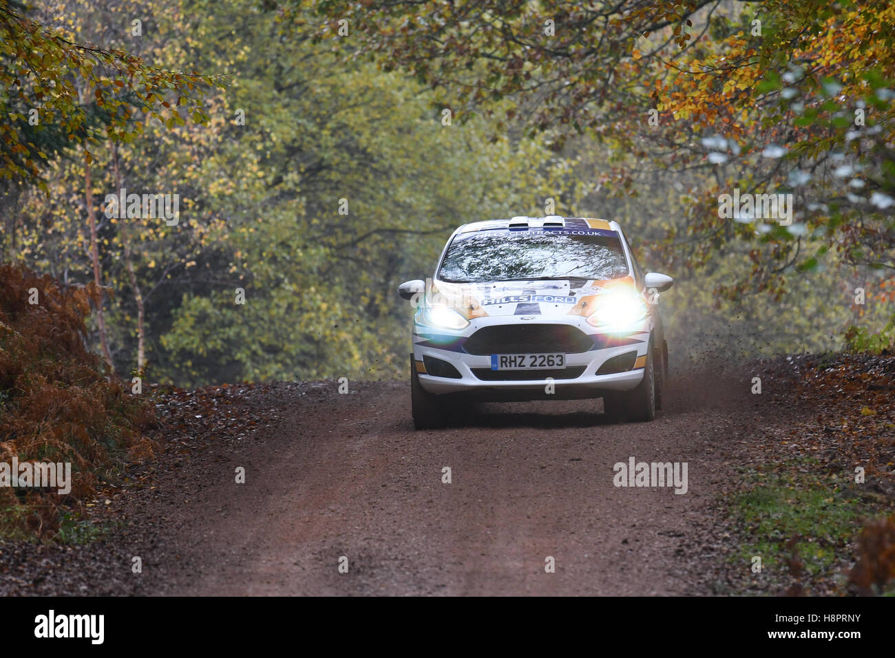 A rally car on the Crabtree stage of the 2016 Wyedean Rally in the ...