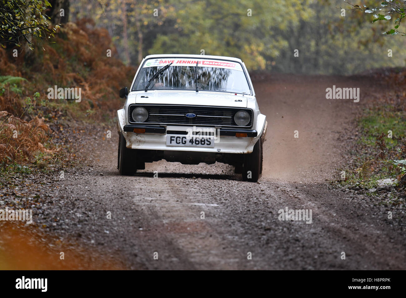 A rally car on the Crabtree stage of the 2016 Wyedean Rally in the ...