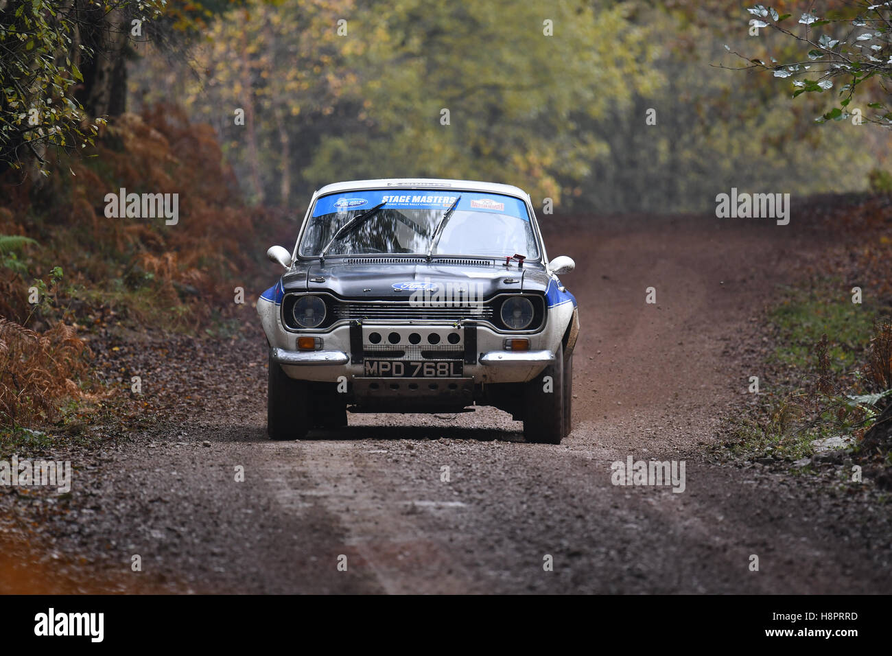 A rally car on the Crabtree stage of the 2016 Wyedean Rally in the ...