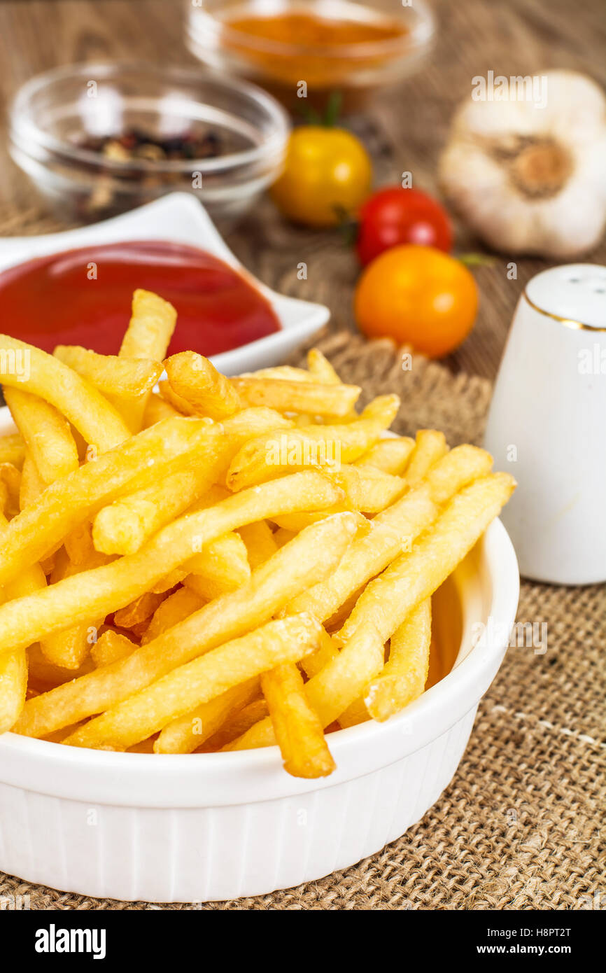 French Fries Potato with Ketchup Stock Photo - Alamy