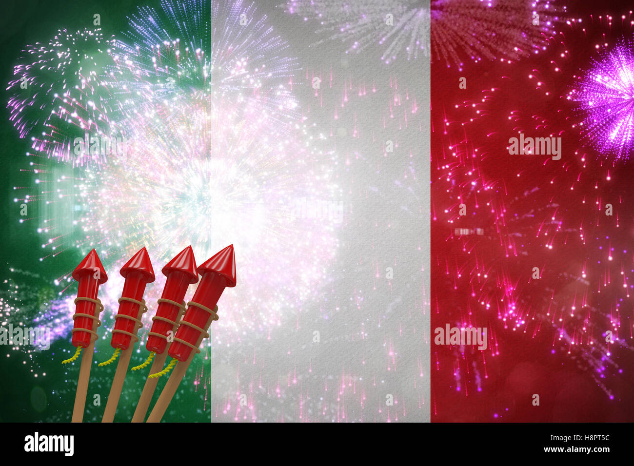 Composite image of rockets for fireworks Stock Photo - Alamy