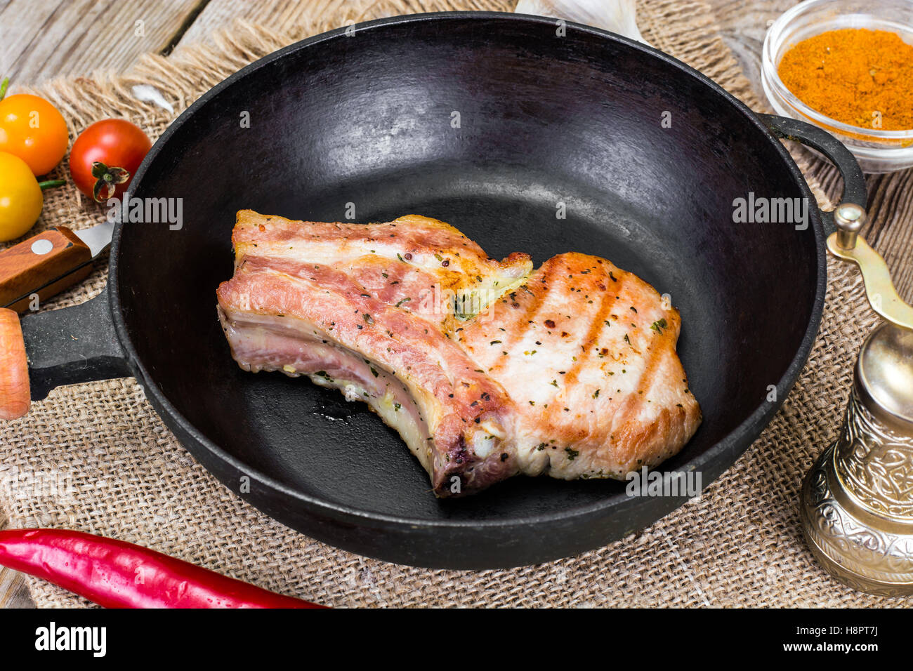 Loin Roast in a Pan Stock Photo - Alamy