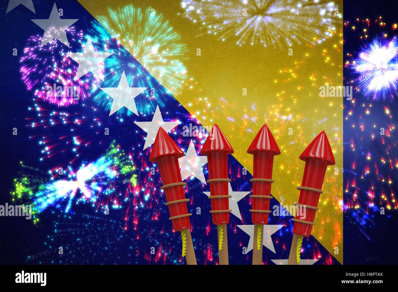 Composite image of rockets for fireworks Stock Photo - Alamy
