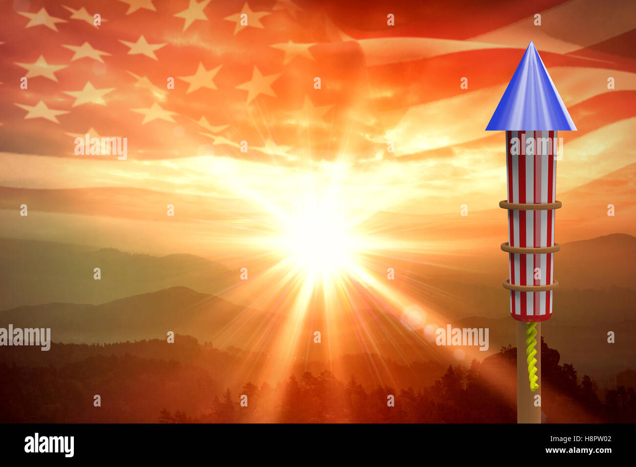 Composite image of rocket for fireworks Stock Photo - Alamy