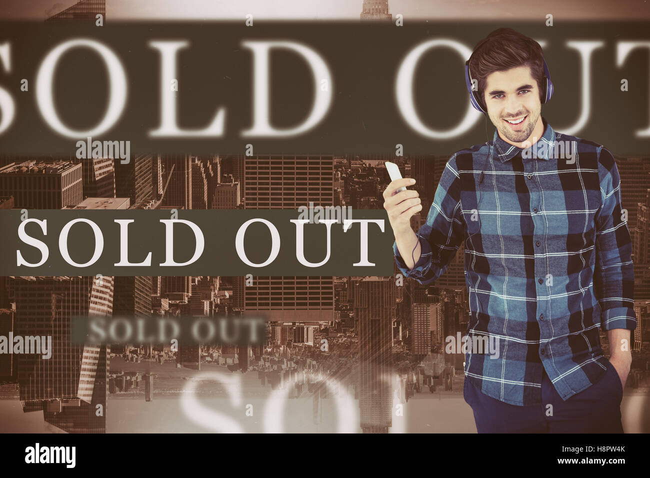 Sold out against room with large window looking on city Stock Photo - Alamy