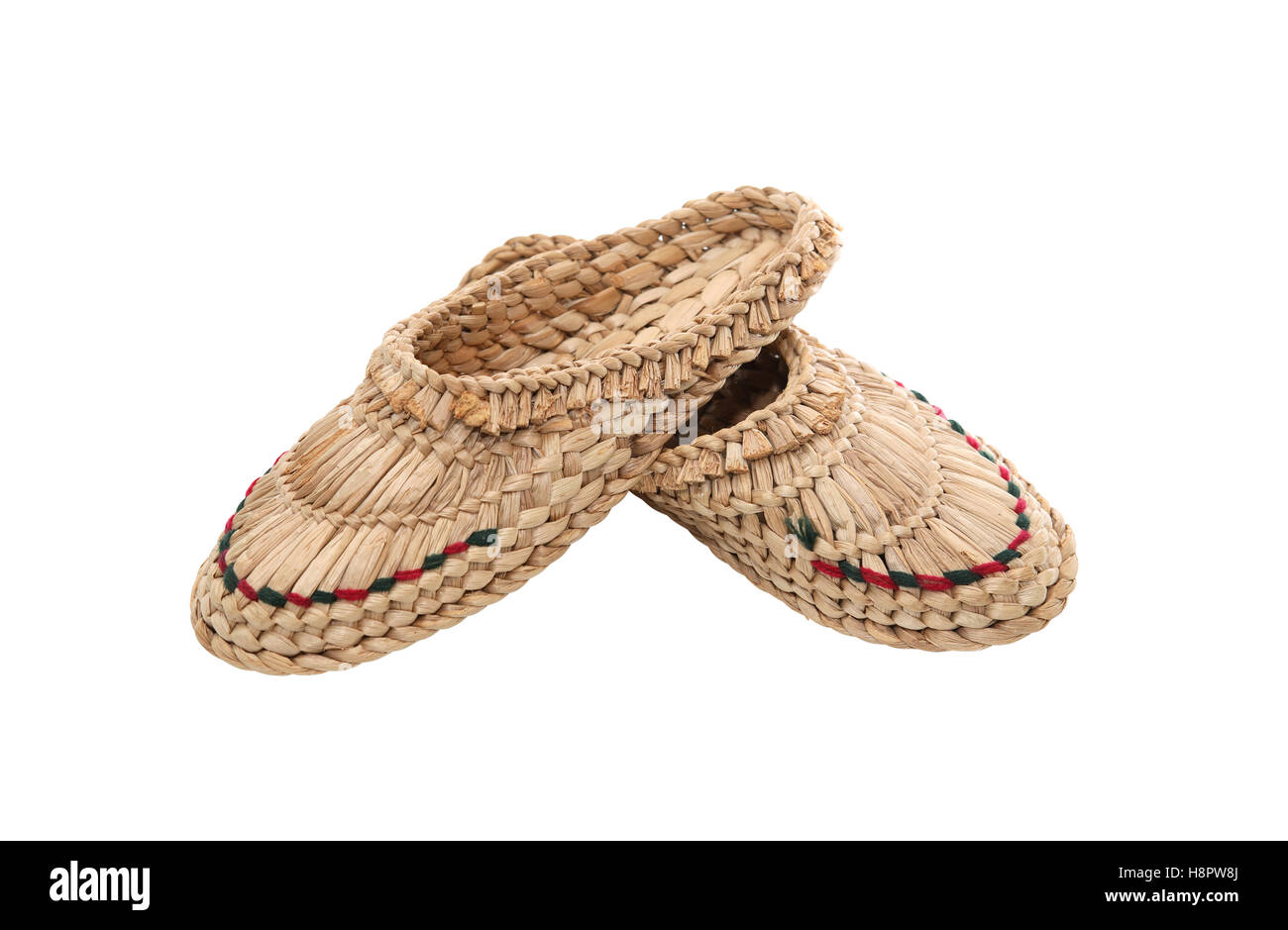 Wicker home shoes isolated on white background with clipping path Stock ...