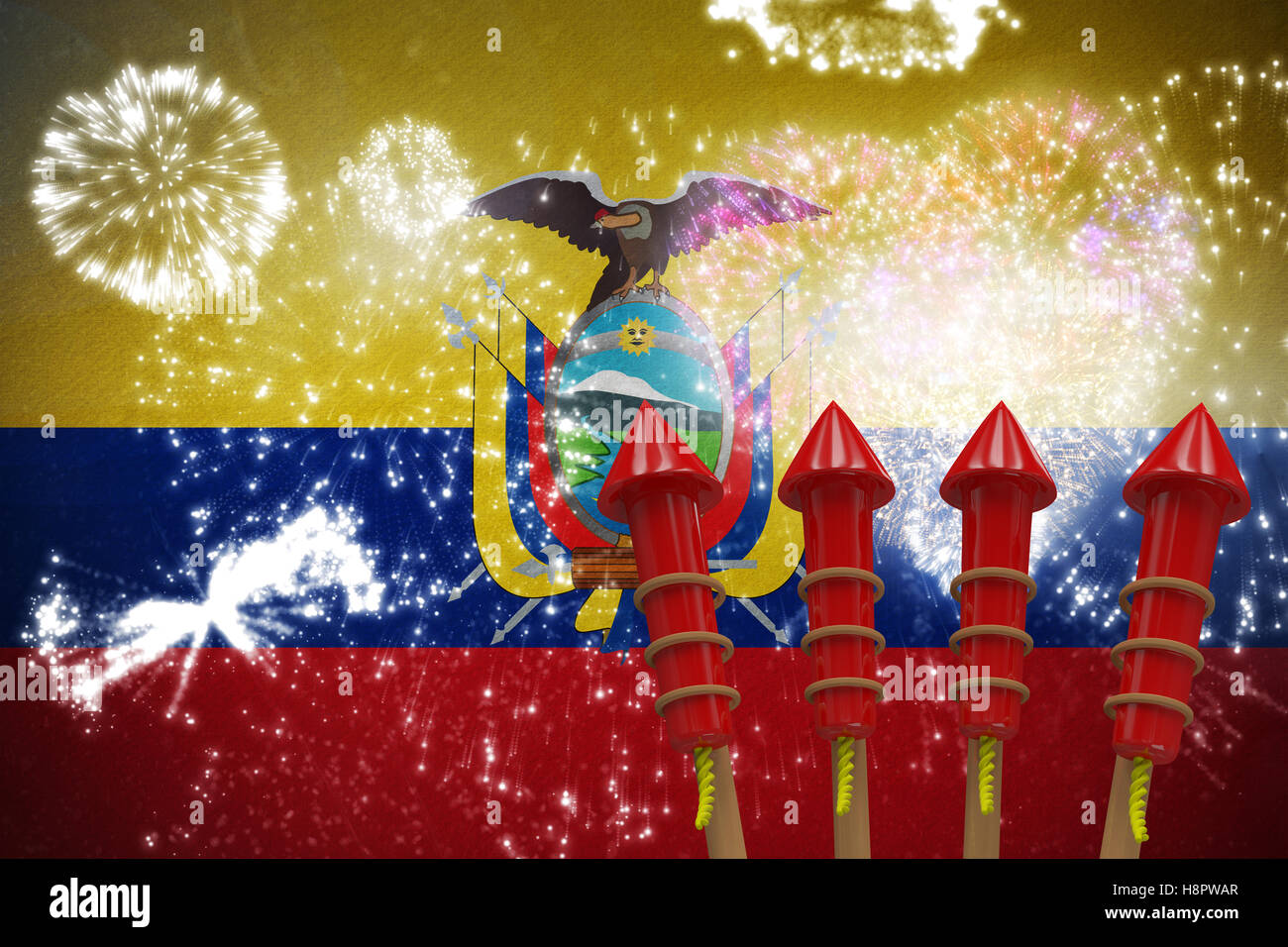 Composite image of rockets for fireworks Stock Photo - Alamy