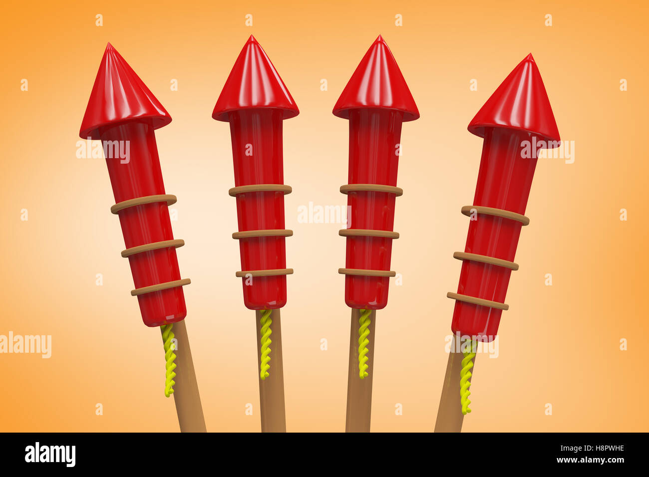 Composite image of rockets for fireworks Stock Photo - Alamy