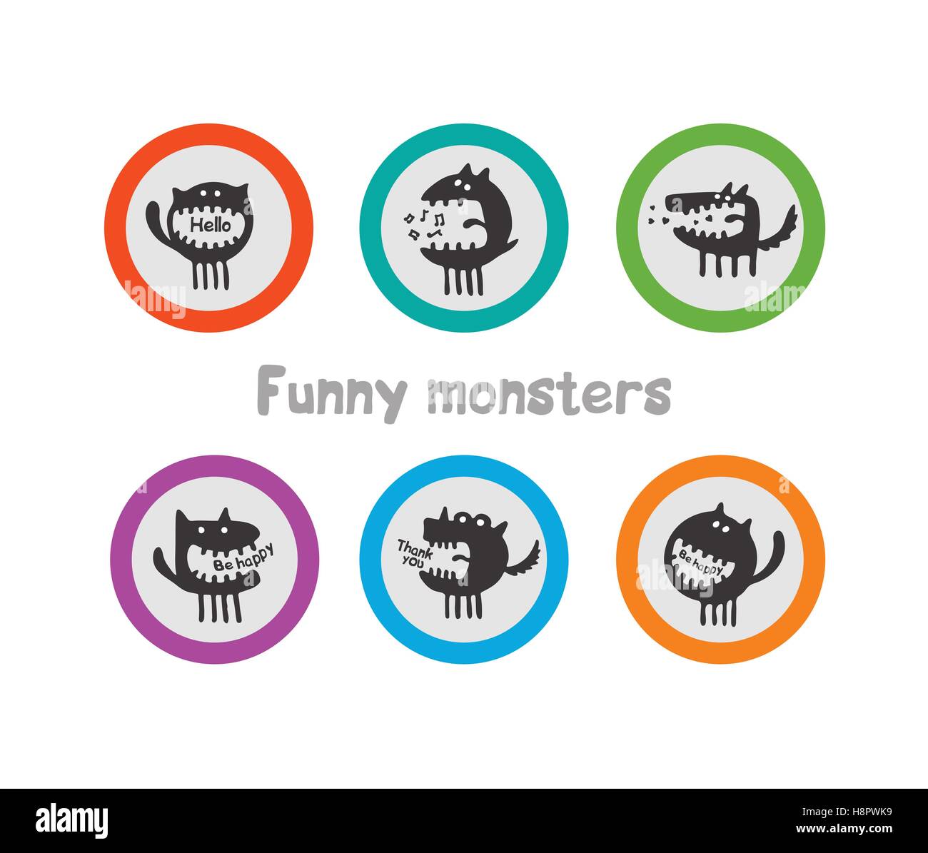 logos with funny monsters Stock Vector Image & Art - Alamy