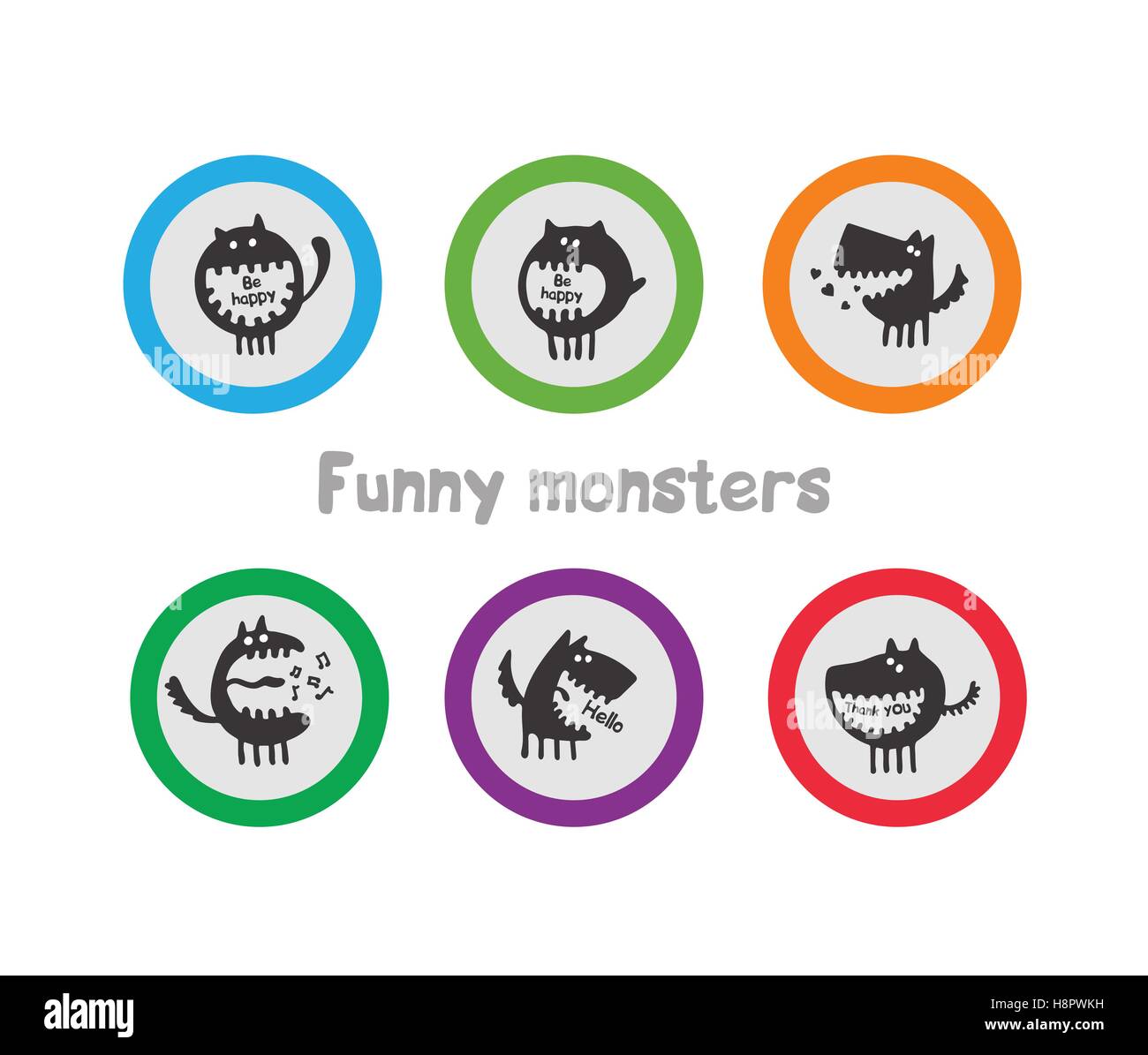logos with funny monsters Stock Vector Image & Art - Alamy
