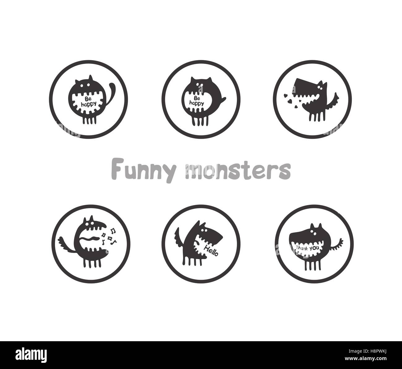 logos with funny monsters Stock Vector Image & Art - Alamy