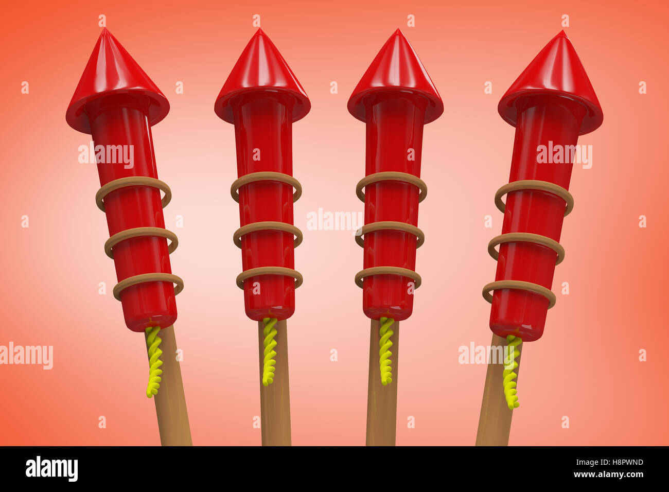 Composite image of rockets for fireworks Stock Photo - Alamy