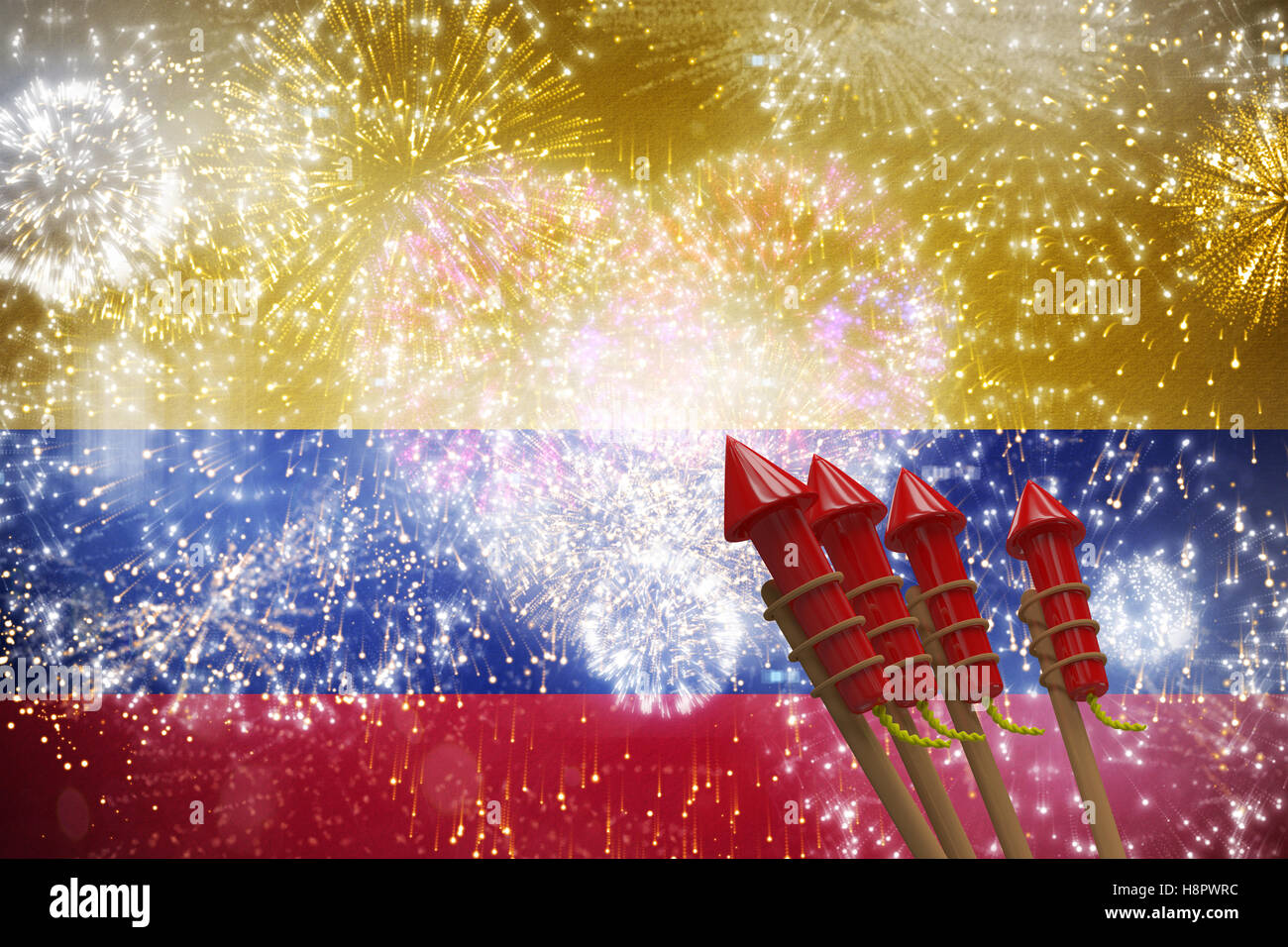 Composite image of rockets for fireworks Stock Photo - Alamy