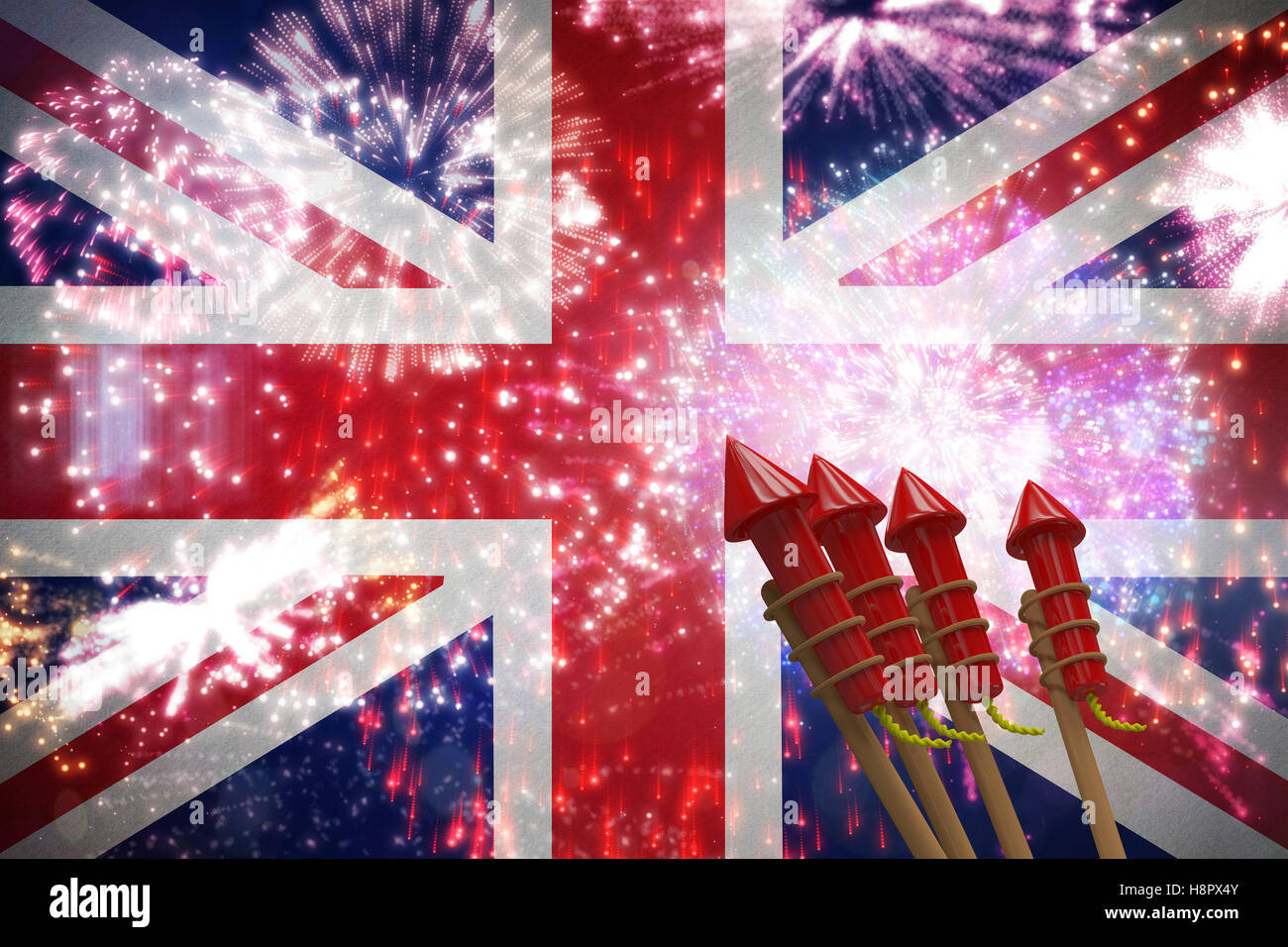 Composite image of rockets for fireworks Stock Photo - Alamy